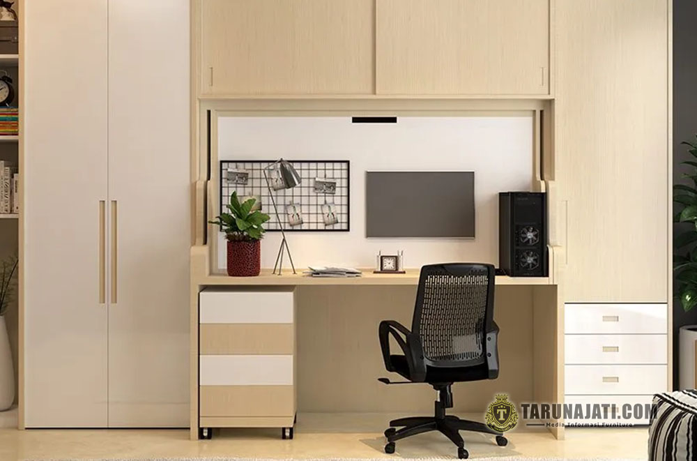 7 Lemari Pakaian Hemat Ruang Model Terbaru dengan Desain Meja Belajar ...