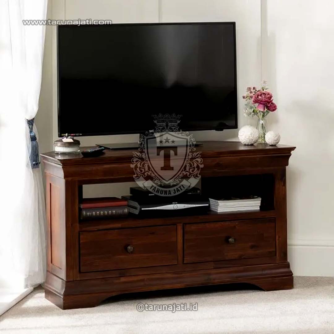 Rak Meja TV Minimalis Kayu Jati 2023 - Tarunajati.com