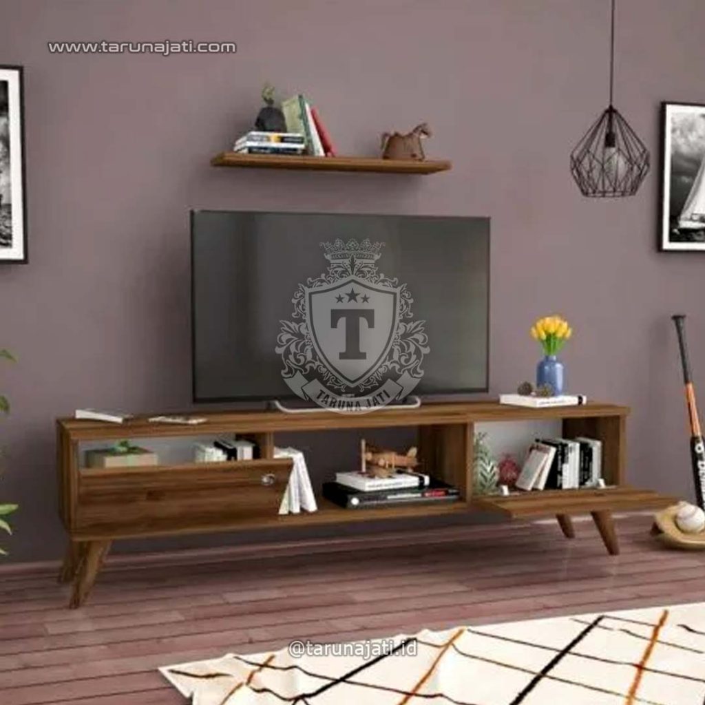 Rak Meja TV Minimalis Kayu Jati 2023 - Tarunajati.com