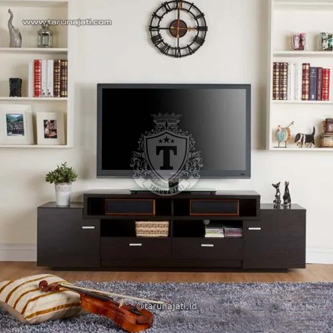 Rak TV Kayu Jati Minimalis Modern Panjang 2023 - Tarunajati.com
