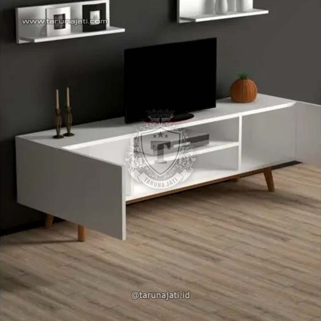 Rak TV Minimalis Kayu Warna Putih 2025