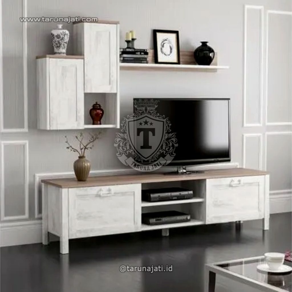 Rak TV Minimalis Warna Putih 2 Pintu 2025
