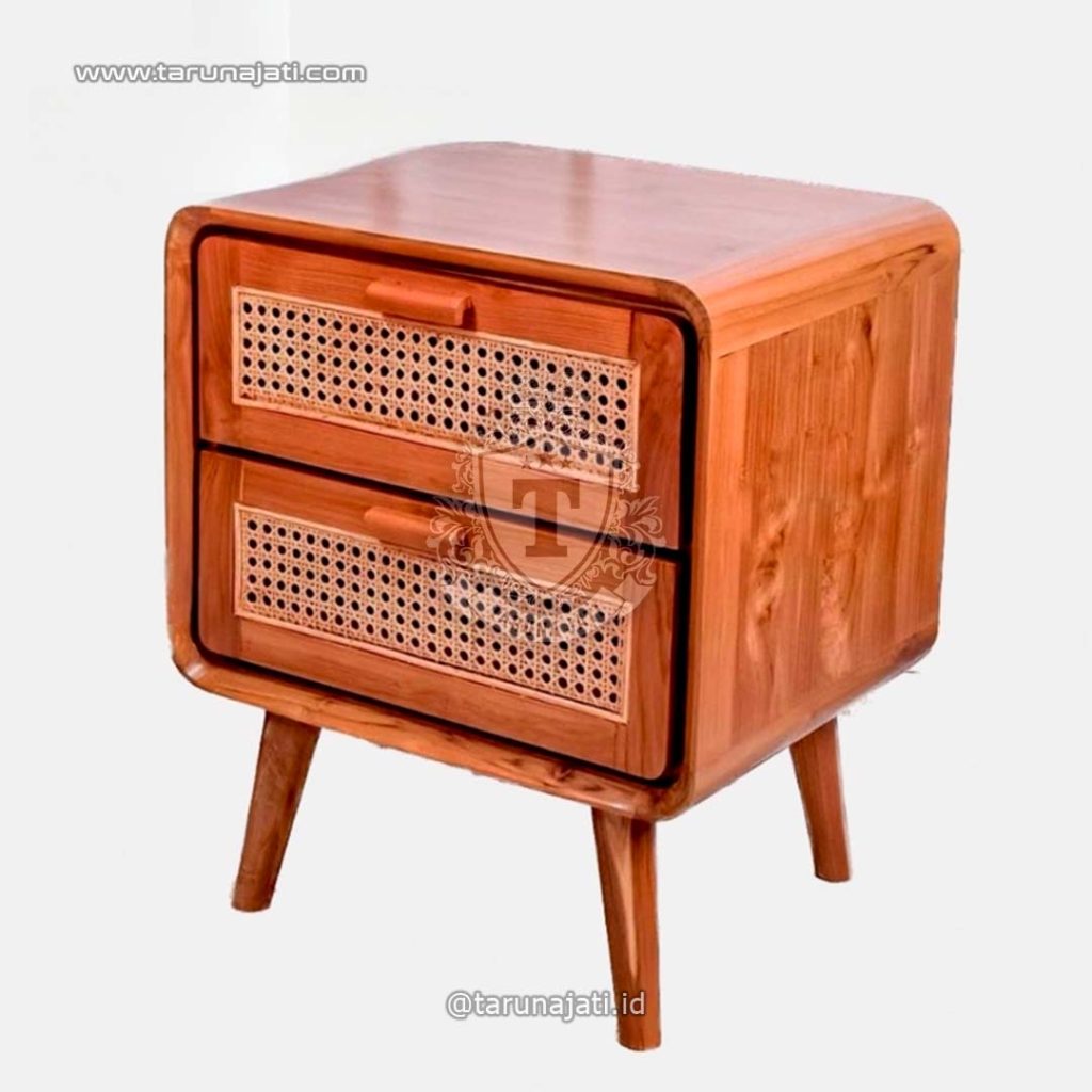 Nakas Kayu Jati Rotan Model Retro 2025